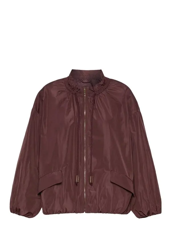 Max Mara Drawstring Ruffled Bomber Jacket - Bordeaux Red