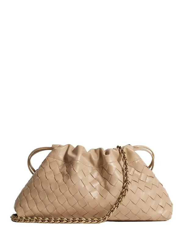 Bottega Veneta Woven Leather Pouch With Chain Strap - Nude