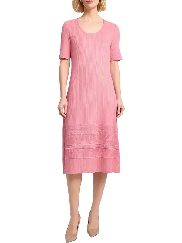 Misook Mixed Stitch Sweater Dress - Honey Suckle