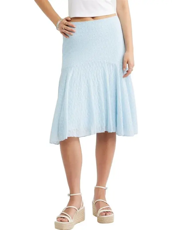 Bp. Lace Handkerchief Hem Midi Skirt - Blue Skyride