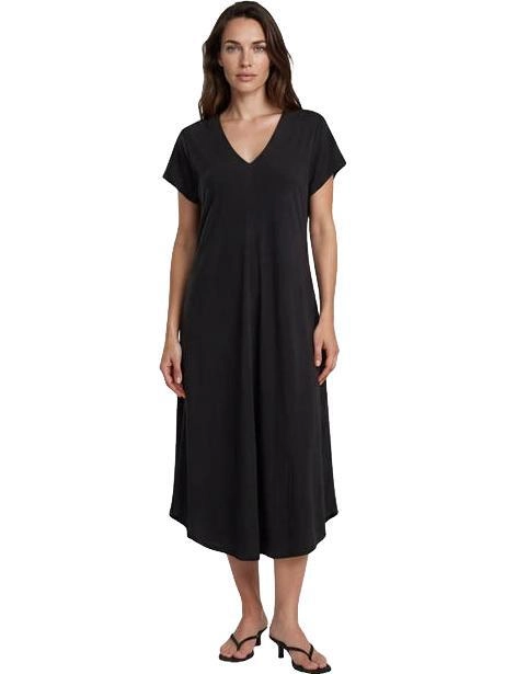 MASAI COPENHAGEN V-neck Draped Midi Dress - Black