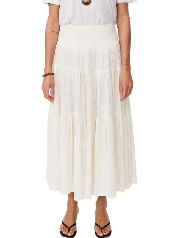 MASAI COPENHAGEN Tiered Midi Skirt - Jet Stream
