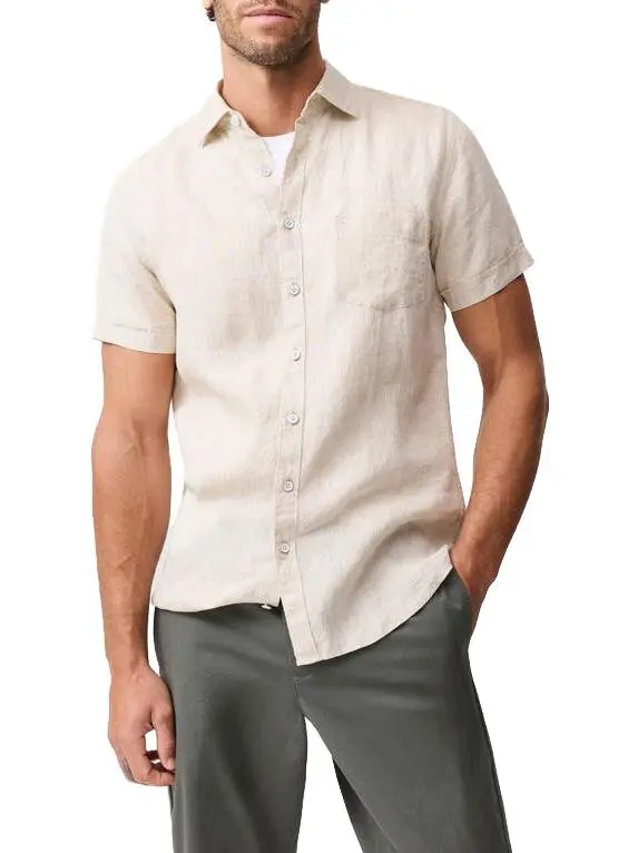 Rodd & Gunn Palm Beach Sports Fit Short Sleeve Linen Button-up Shirt - Oatmeal