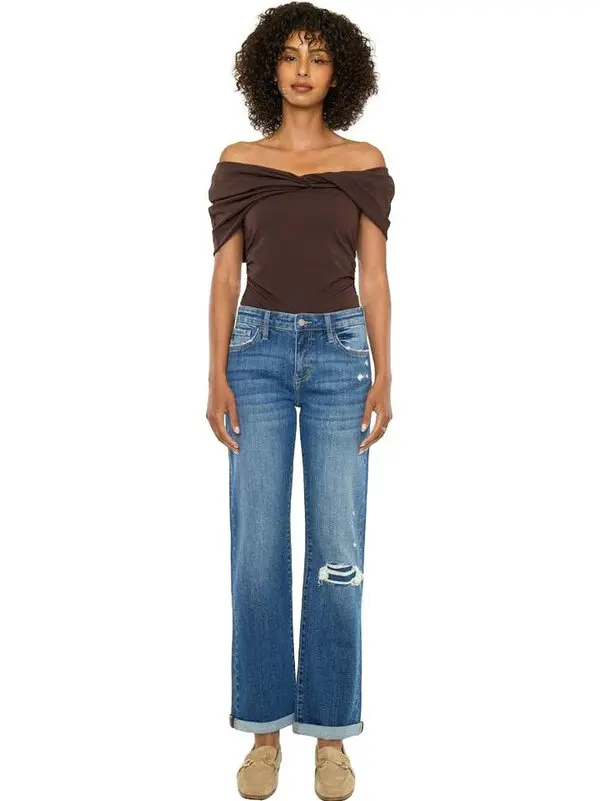 KANCAN Bianca Essentials Mid Rise True Straight Jeans - Medium Wash