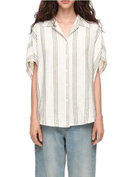 Bimba Y Lola Striped Button-up Shirt With Classic Collar - Green