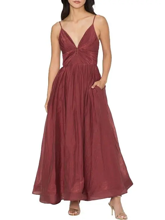CIEBON Sloane Bead Accent Maxi Dress - Mahogany