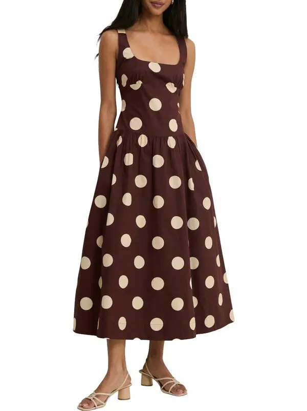 NOBODY'S CHILD Soraya Dot Sleeveless Maxi Dress - Brown