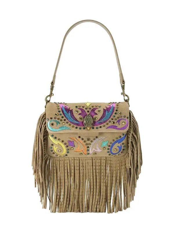 Kurt Geiger Small Oxford Fringe Shoulder Bag - Open Brown