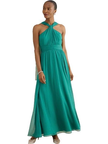 HOBBS LONDON Winona Maxi Dress With Tie Neck - Emeraldgreen