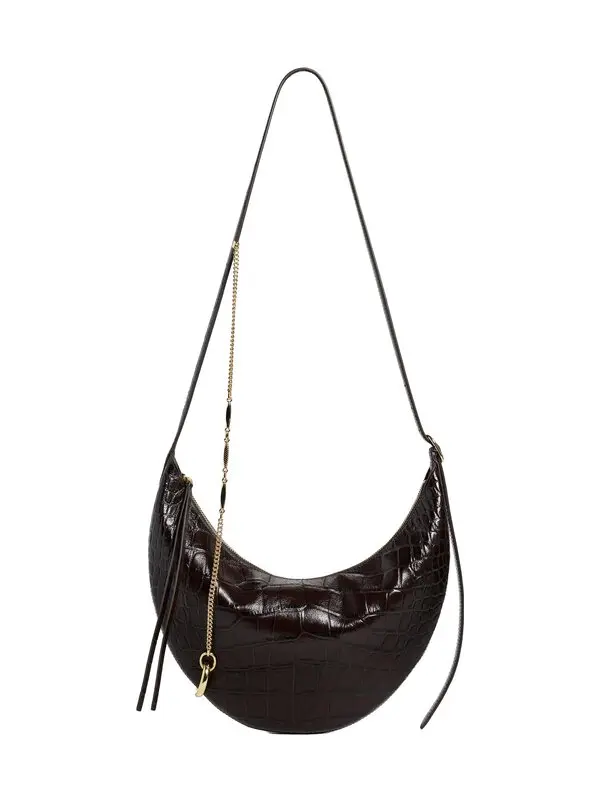 Tory Burch Croc-embossed Crossbody Bag - Cocoa
