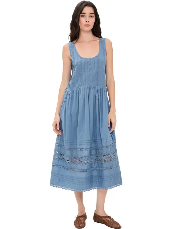 Sea Pippa Solid Tank Midi Dress - Blue