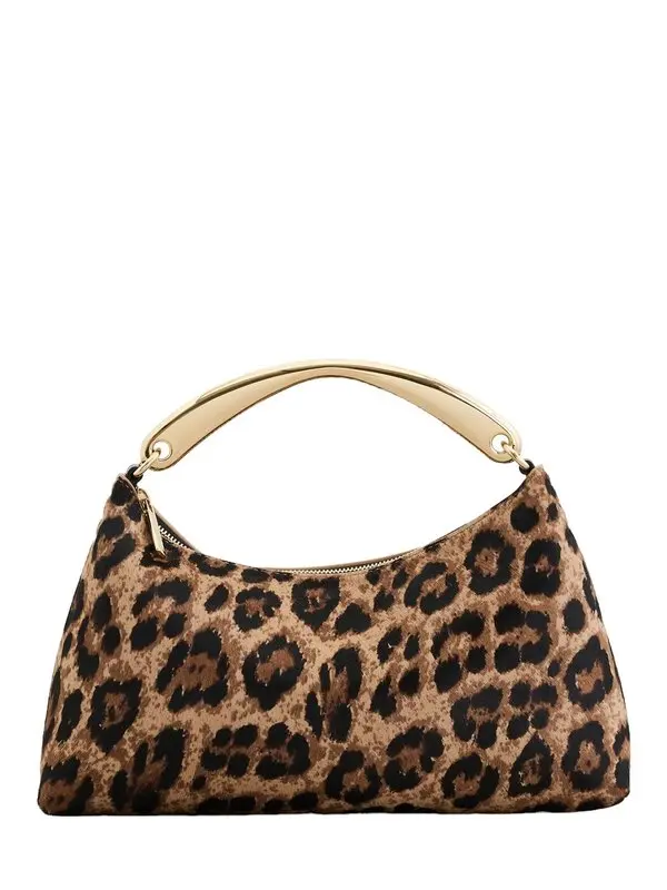 MANSUR GAVRIEL Metal Handle Rhea Bag In Print - Leopard
