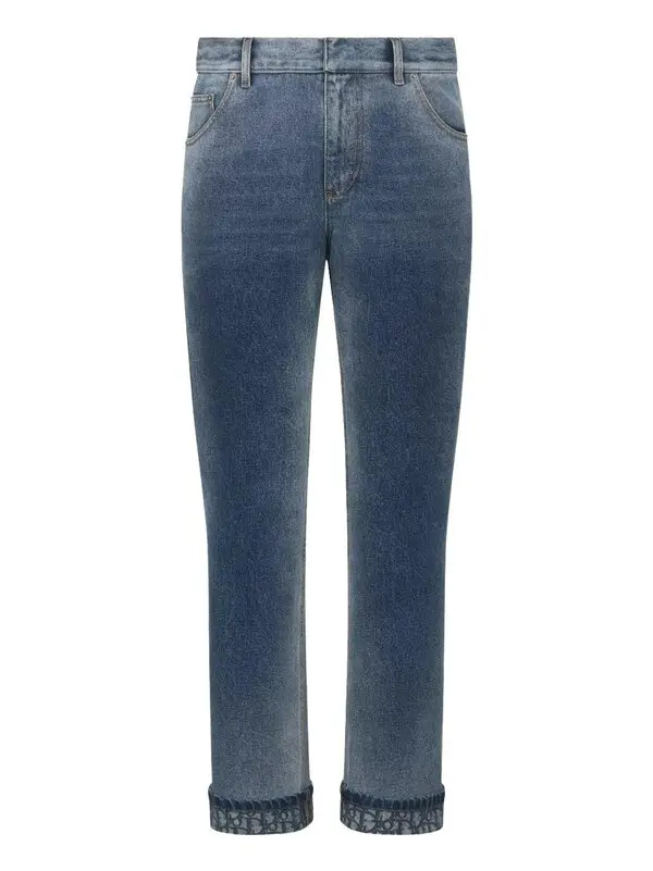 Dior Logo Patch Flared Jeans - Blue