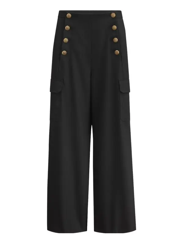 Dior Button-detailed Wide-leg Trousers - Black