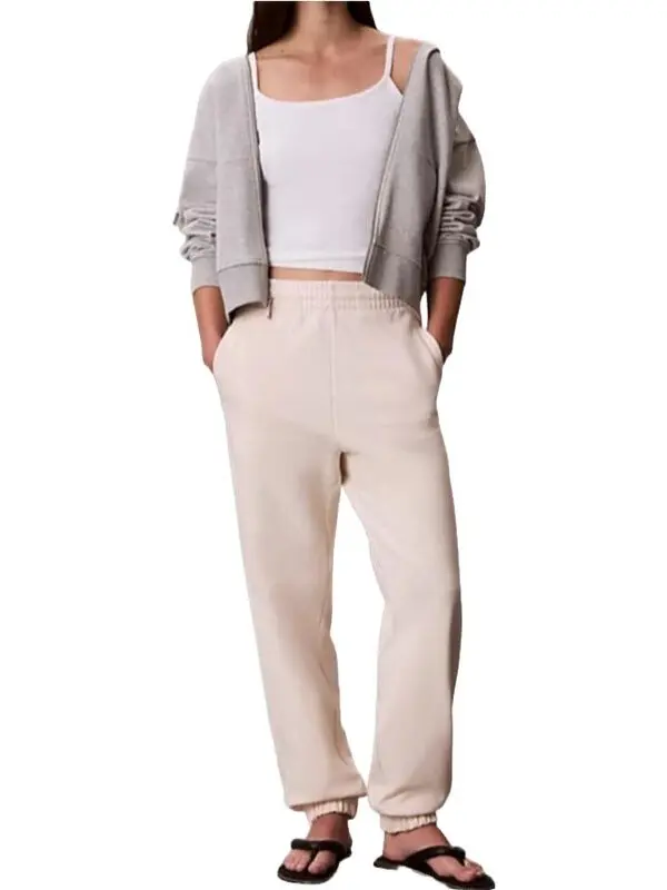 Calvin Klein Relaxed Cotton Terry Joggers With Embroidered Logo - Dew