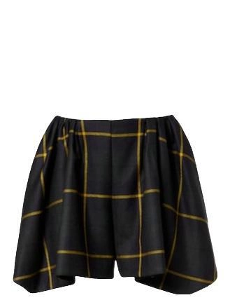 PATOU Checked Virgin Wool Shorts - Green
