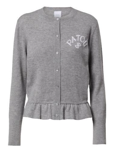 PATOU Jacquard Logo Wool And Cashmere Cardigan - Grey