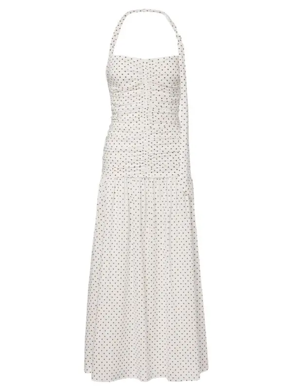Posse Edie Polka-dot Halterneck Midi Dress - White