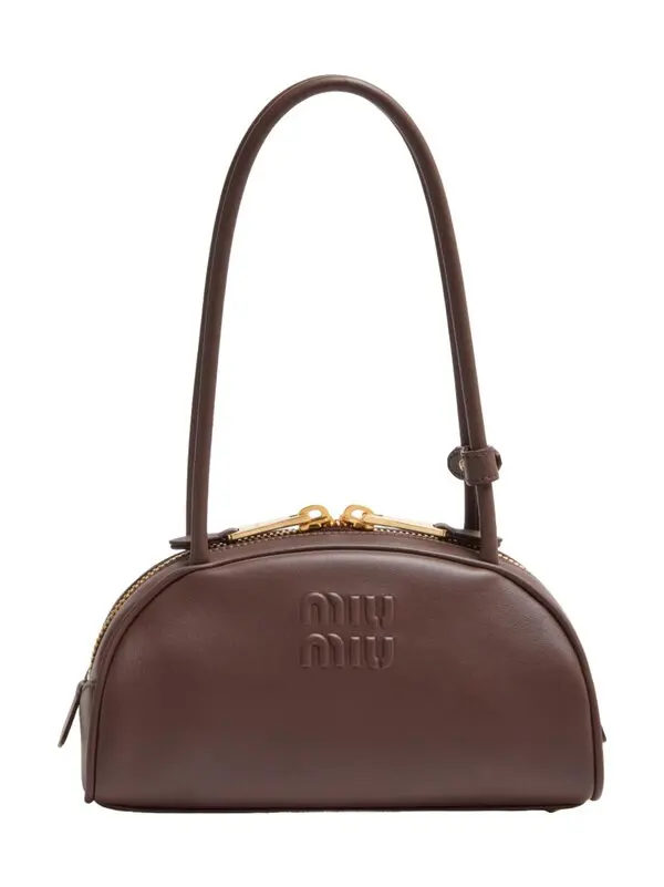 Miu Miu Leather Bowling Mini Handheld Bag - Brown