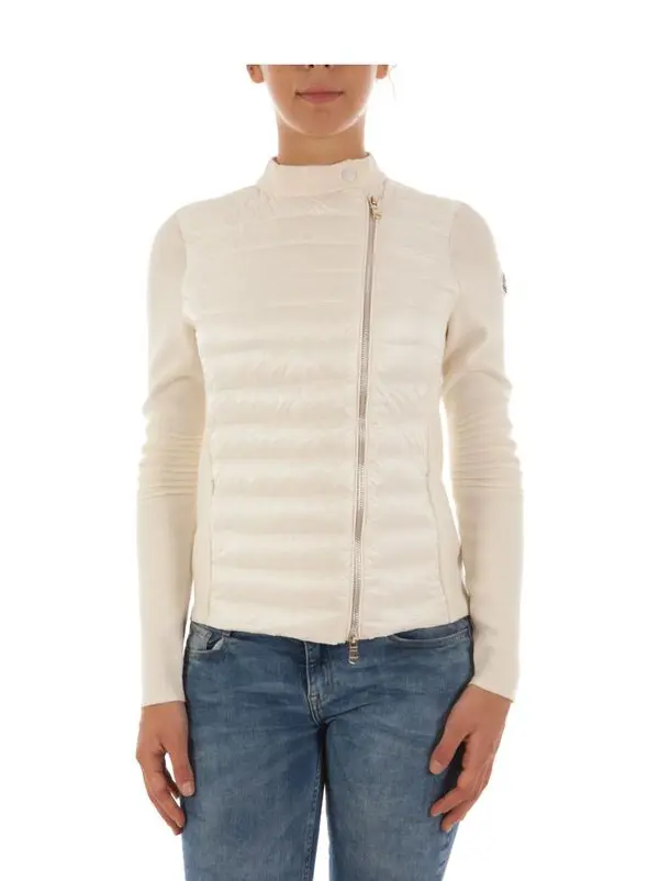 Moncler Long-sleeved Zip-up Cardigan With Logo Patch - Nude