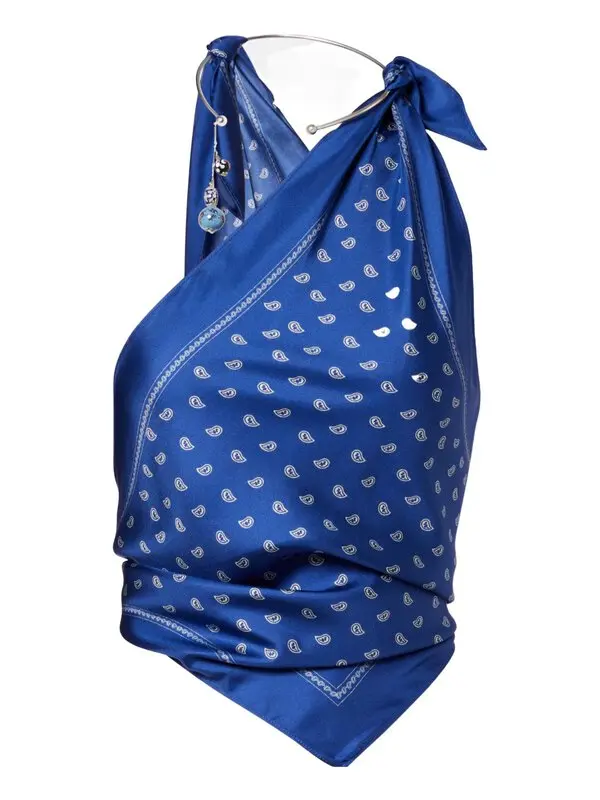 Christopher Esber Asymmetrical Printed Top - Blue