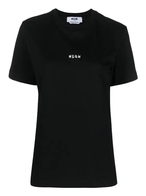 MSGM Logo Print Cotton T-shirt - Black