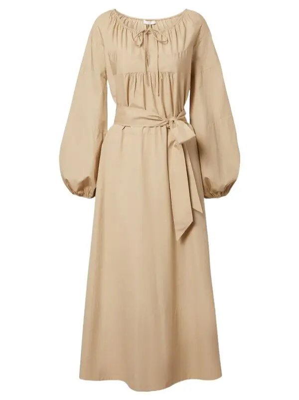 Vince Belted Cotton Poplin Midi Dress - Nude