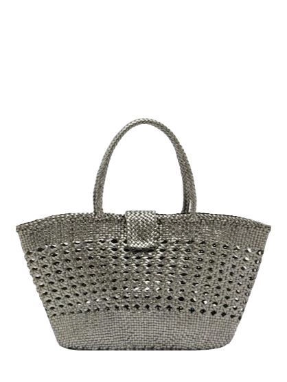 Rixo X Dragon Diffusion Lucine Woven Leather Tote Bag - Silver