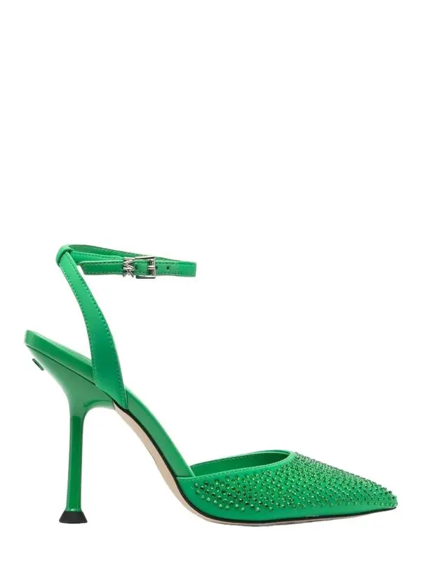 Michael Kors Embellished Pointed Toe Pumps With Buckle Ankle Straps - Green
