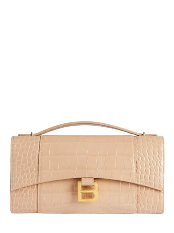 Balenciaga Hourglass Pochette With Chain - Nude