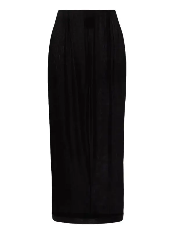 Wardrobe.NYC Ruched Midi Skirt - Black
