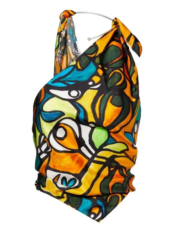 Christopher Esber Printed Draped Silk Top - Multicolor