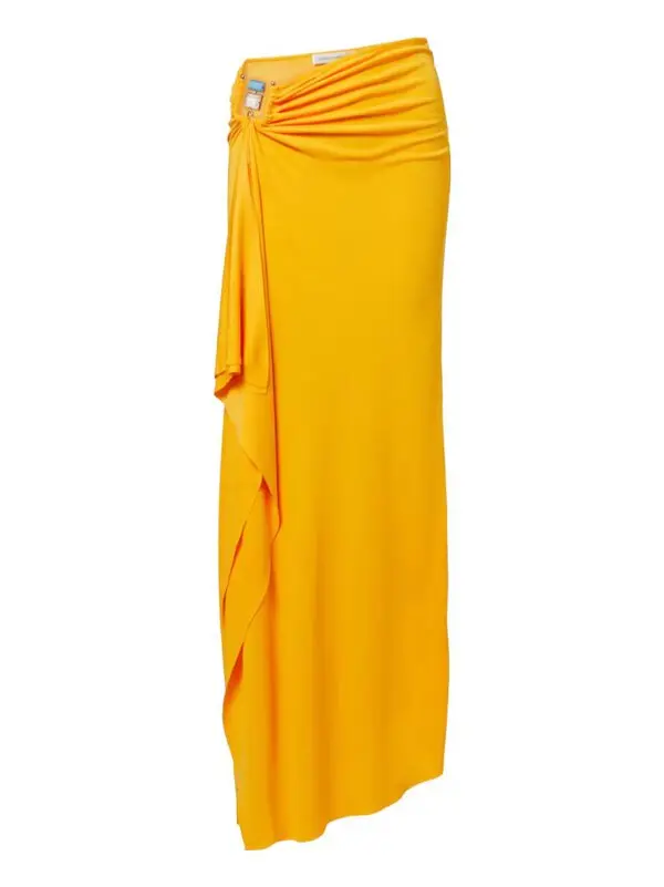 Christopher Esber Embellished Pleated Maxi Skirt - Orange