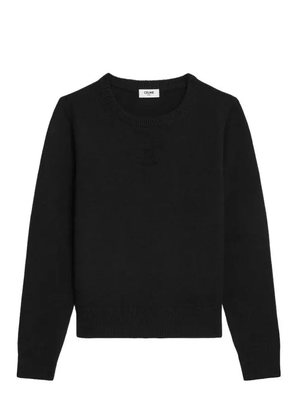 Celine Crew Neck Sweater In Heritage Cashmere - Black