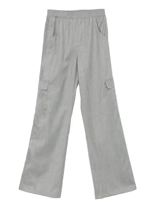 Ermanno Scervino Lace Embellished Cargo Trousers - Gray