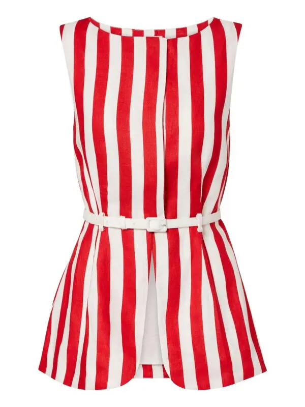 Posse Pamela Striped Linen Vest - Red