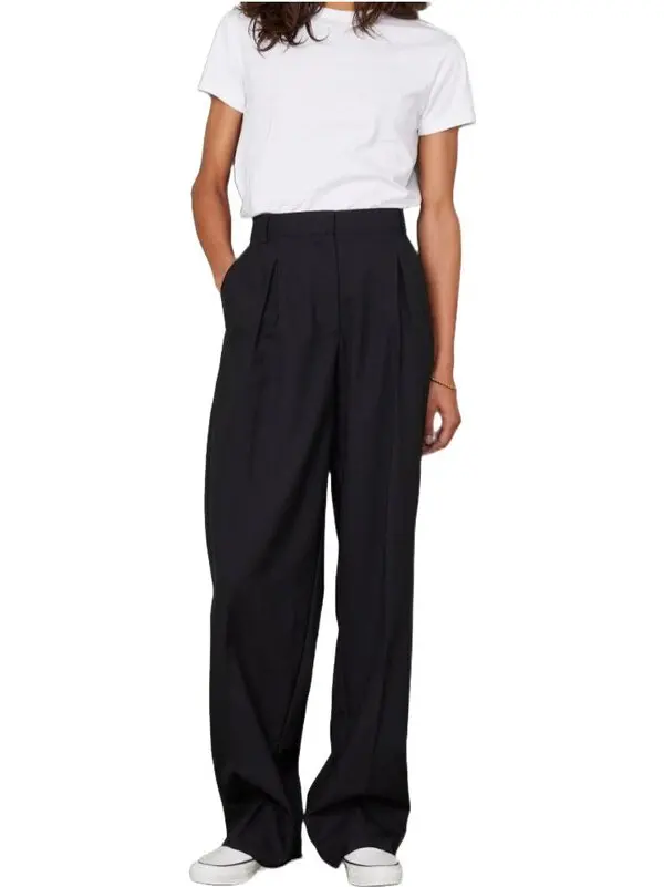 Officine Générale Pleated Wide-leg Trousers - Black