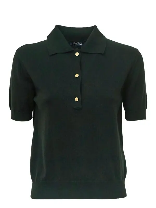 Max Mara Short-sleeve Knitted Polo Top - Black