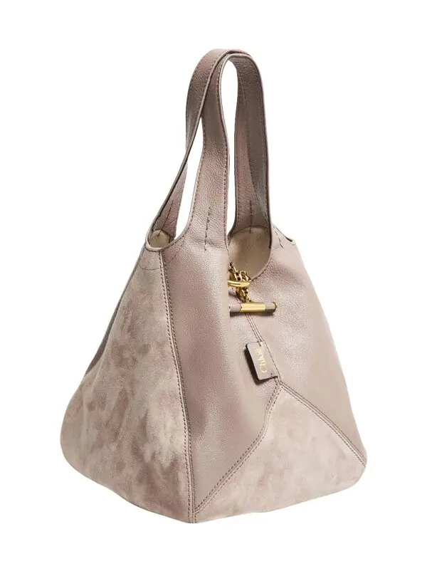 Chloé Leather And Suede Shoulder Bag - Nude