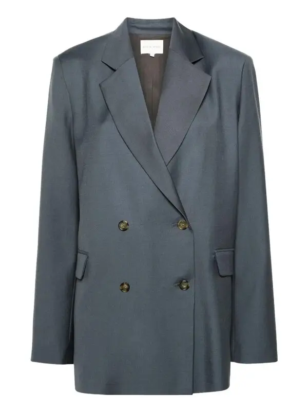 Loulou De Saison Long Sleeve Double Breasted Blazer - Gray