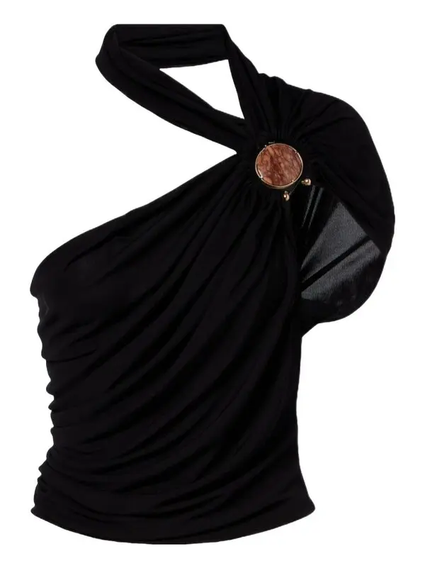 Christopher Esber Embellished Draped Jersey Top - Black
