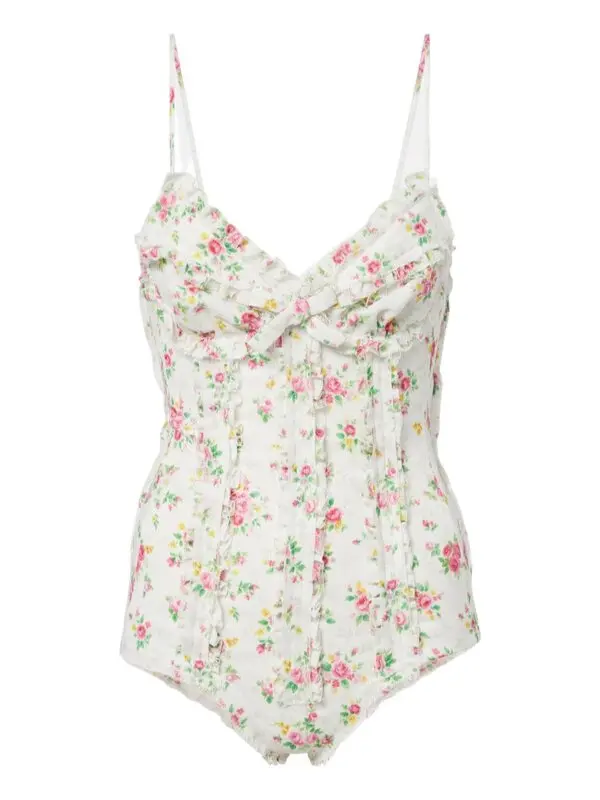 SHUSHU/TONG Floral Bodysuit With Bow Detail - No