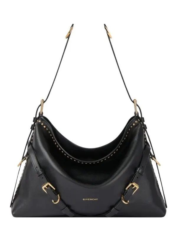 Givenchy Voyou Medium Leather Bag With Gold Finish - Black