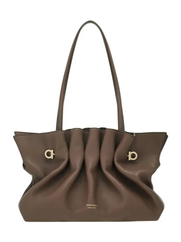 FERRAGAMO Soft Leather Shoulder Bag - Brown