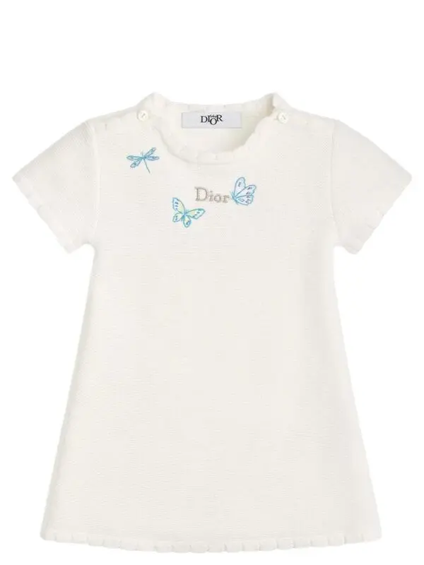 Dior A-line Dress With Embroidered Butterflies - Ivory