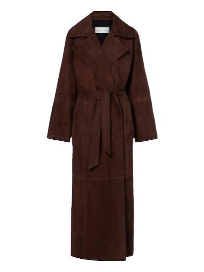 Nour Hammour Althea Suede Wrap Coat - Brown
