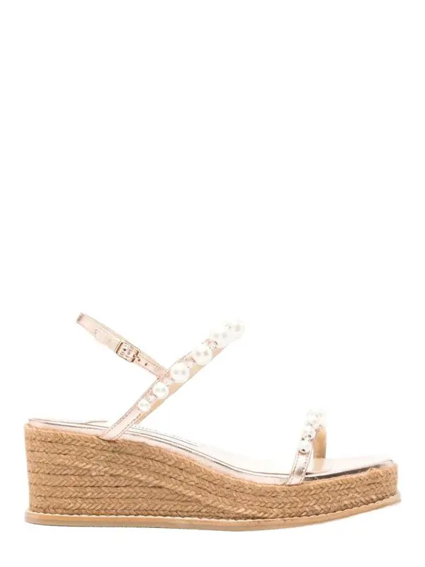 JIMMY CHOO Embellished Wedge Sandals - Nude