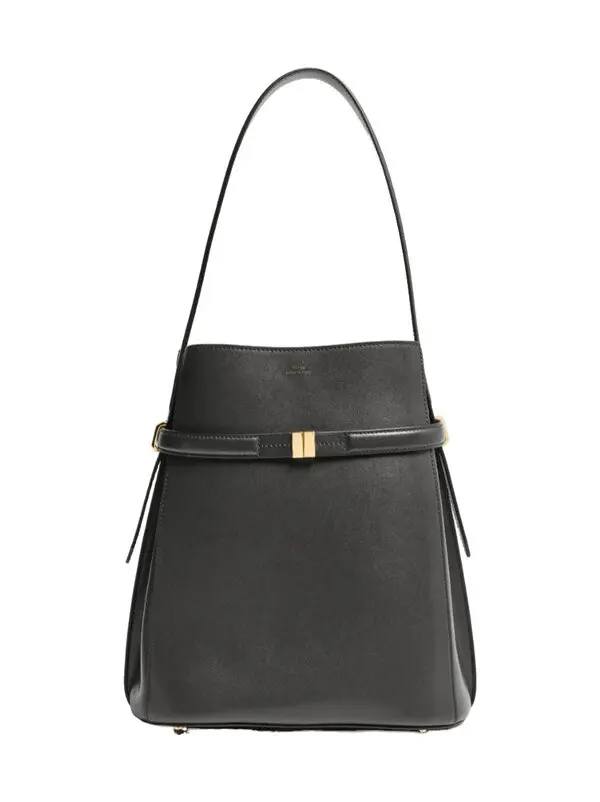 TOTEME Belted Leather Bucket Bag - Black