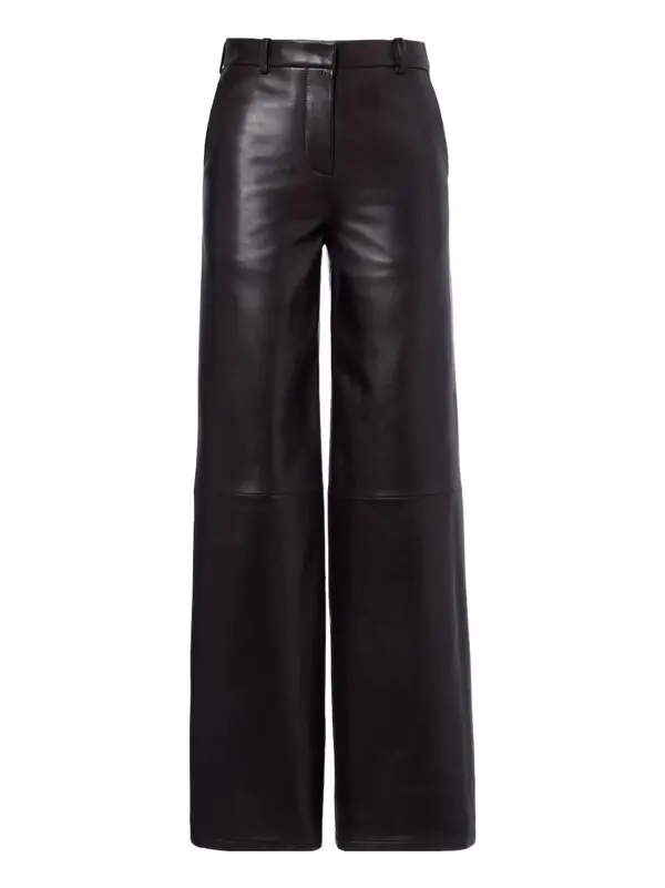 Nour Hammour Coda Leather Wide-leg Pants - Black