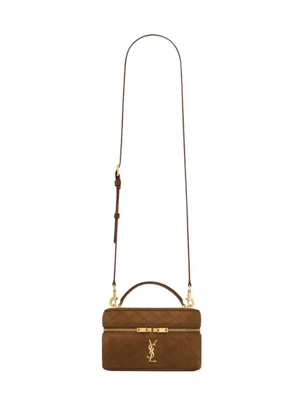 Saint Laurent Gaby Vanity Bag In Suede - Light Chestnut